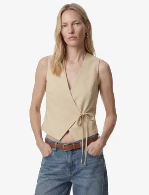Koton Sleeveless V-neck Wrap Vest With Tie
