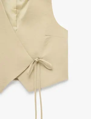 Koton Sleeveless V-neck Wrap Vest With Tie