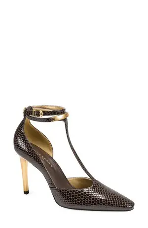 Donna Karan New York Samuel Snakeskin Embossed T-strap Pump - Canyon