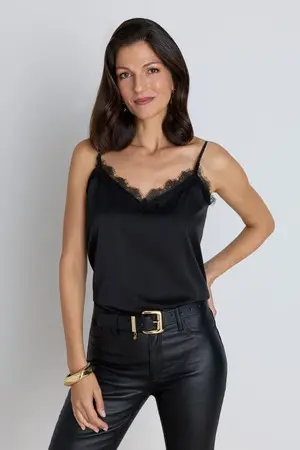 THE NOLI SHOP Galia Silk Lace Cami - Black