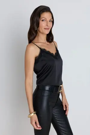 THE NOLI SHOP Galia Silk Lace Cami - Black