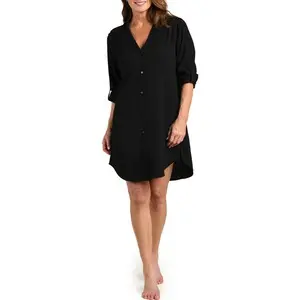 MAXINE OF HOLLYWOOD Classic Covers Camp Cover-up Shirt - Black