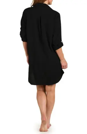 MAXINE OF HOLLYWOOD Classic Covers Camp Cover-up Shirt - Black