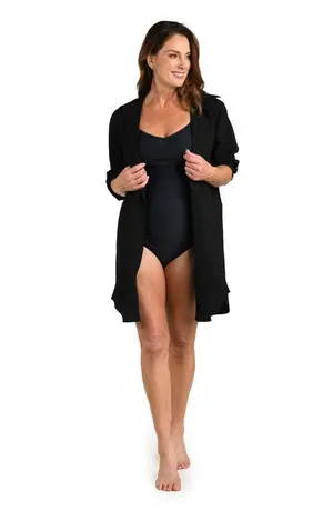 MAXINE OF HOLLYWOOD Classic Covers Camp Cover-up Shirt - Black