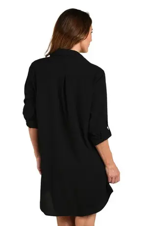 MAXINE OF HOLLYWOOD Classic Covers Camp Cover-up Shirt - Black
