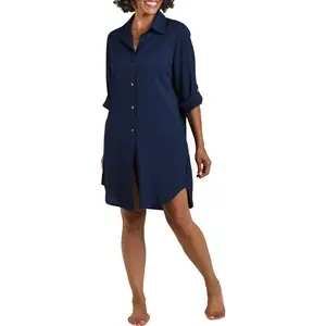 MAXINE OF HOLLYWOOD Classic Covers Camp Cover-up Shirt Indigo