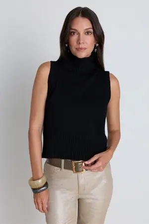 THE NOLI SHOP Ramona Cashmere Sleeveless Sweater - Black