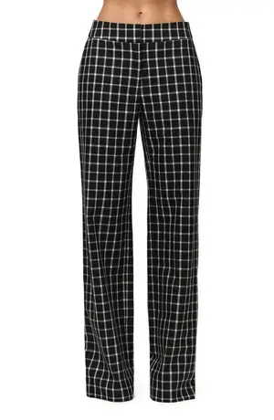 Naked Wardrobe Plaid Wide Leg Pants - Black