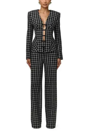Naked Wardrobe Plaid Wide Leg Pants