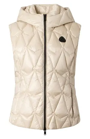Moose Knuckles Lightweight Hooded Water Repellent Down Vest - Alabaster
