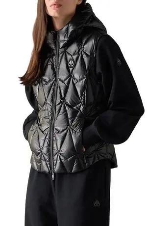 Moose Knuckles Lightweight Hooded Water Repellent Down Vest - Black