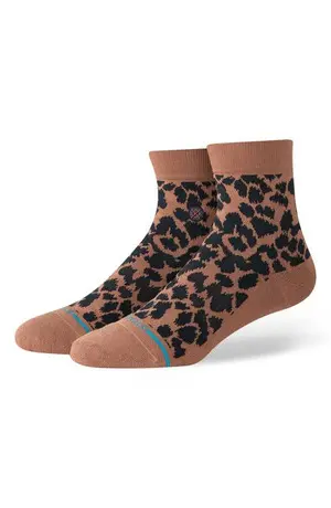 Stance Love Leopard Icon Lowrider Quarter Socks - Brown