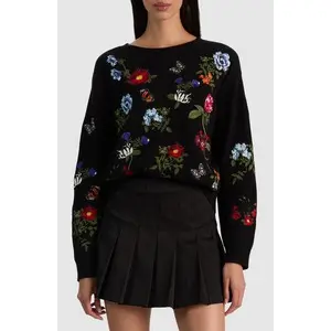 Alice + Olivia Teanna Embellished Crewneck Sweater - Black Multi