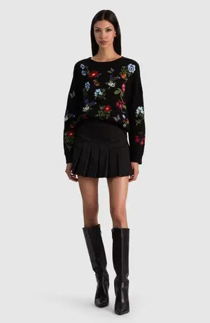 Alice + Olivia Teanna Embellished Crewneck Sweater
