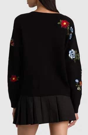 Alice + Olivia Teanna Embellished Crewneck Sweater