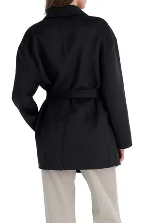 Tahari Alex Wool Blend Double Breasted Coat - Black