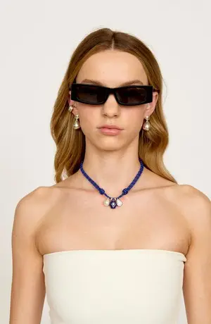 Éliou Safira Pearl & Lapis Lazuli Cord Necklace