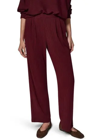 Donna Karan New York Brushed Rib Wide Leg Pants - Blk Cherry