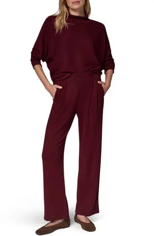 Donna Karan New York Brushed Rib Wide Leg Pants - Blk Cherry