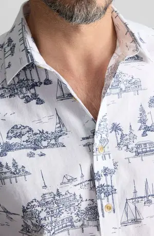 UNTUCKIT Duna Printed Cotton Short Sleeve Shirt