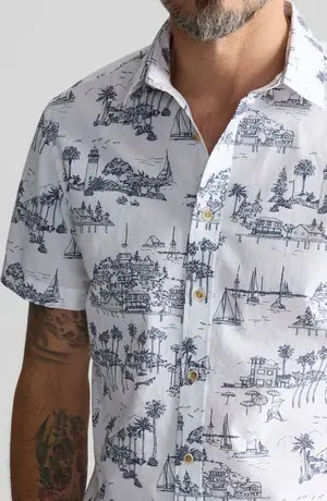 UNTUCKIT Duna Printed Cotton Short Sleeve Shirt