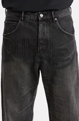 PURPLE BRAND Logo Embroidered Relaxed Jeans