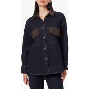 Habitual Mixed Media Denim Shirt Jacket - Rinse