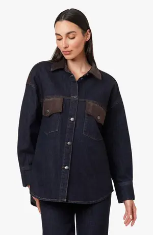 Habitual Mixed Media Denim Shirt Jacket