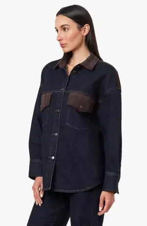 Habitual Mixed Media Denim Shirt Jacket