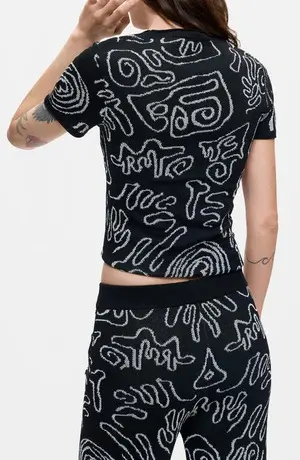 Desigual Jacquard Short Sleeve Knit Top