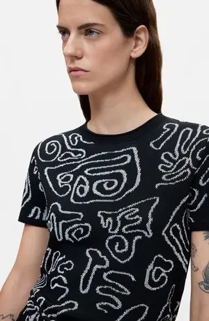 Desigual Jacquard Short Sleeve Knit Top