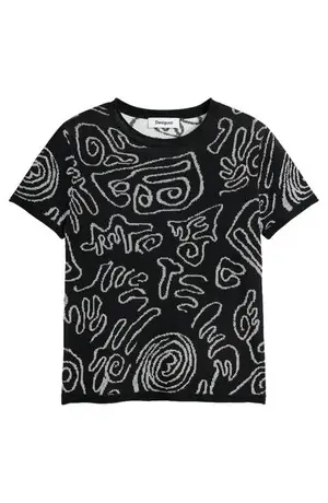 Desigual Jacquard Short Sleeve Knit Top
