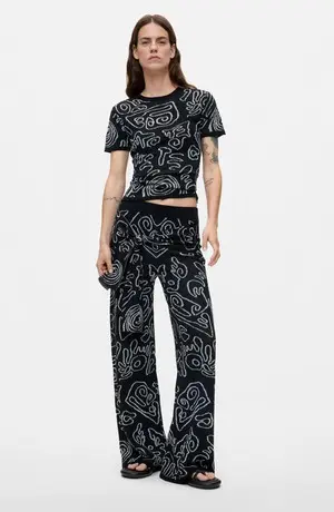 Desigual Jacquard Short Sleeve Knit Top