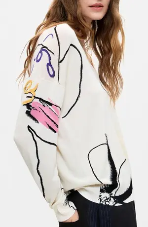 Desigual Floral V-neck Sweater