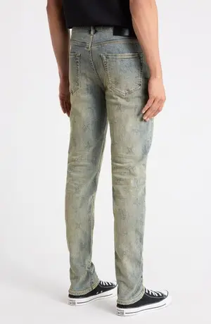 PURPLE BRAND Gothic Wire Monogram Low Rise Skinny Jeans