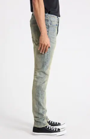 PURPLE BRAND Gothic Wire Monogram Low Rise Skinny Jeans
