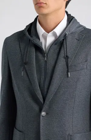 BOSS Hanry Jersey Sport Coat With Hooded Bib
