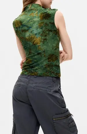 Desigual Mandarin Collar Sleeveless Top