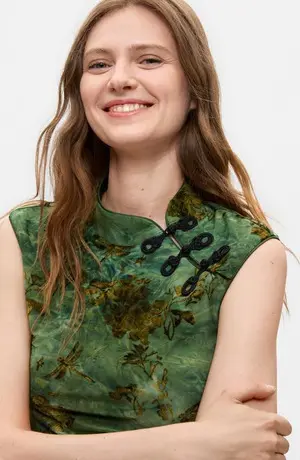 Desigual Mandarin Collar Sleeveless Top
