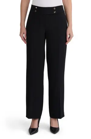 KASPER Tab Waist Wide Leg Pants - Black