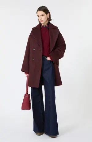 Max Mara Accento Wool Blend Double Breasted Coat