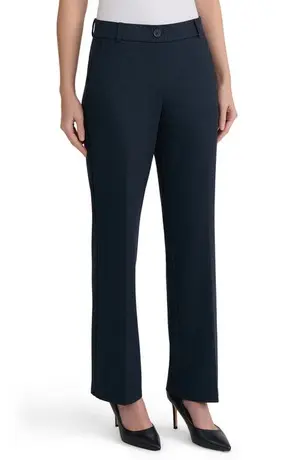 KASPER Faux Fly Straight Leg Trousers