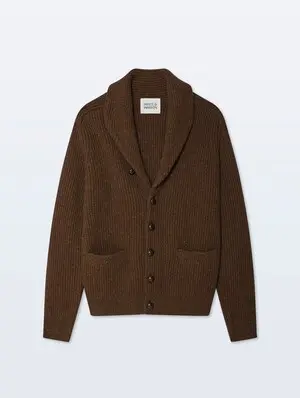WHITE & WARREN Merino Wool Donegal Shawl Cardigan Sweater In Size