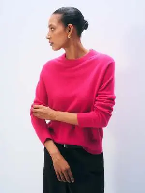 WHITE & WARREN Cashmere Crew Sweater In Size - Pink