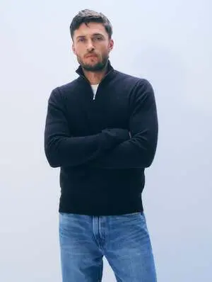 WHITE & WARREN Cashmere Quarterzip Sweater In Size