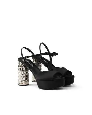 Prada Satin Platform Sandals - Black