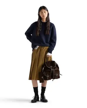 Prada Medium Corduroy And Leather Backpack