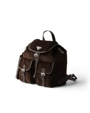Prada Medium Corduroy And Leather Backpack