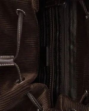 Prada Medium Corduroy And Leather Backpack