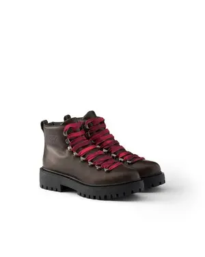Prada Leather Lace-up Booties